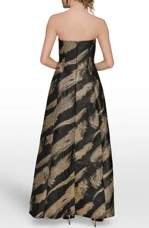Donna Karan New York Strapless Fit & Flare Gown - Black/gold