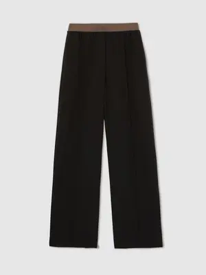 REISS Wide-leg Elasticated-waist Trousers - Black