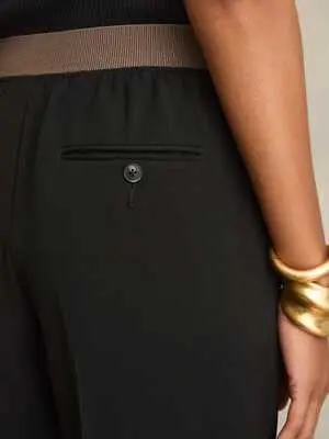 REISS Wide-leg Elasticated-waist Trousers - Black