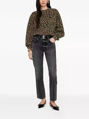 ANINE BING Leopard Print Sweatshirt - Brown