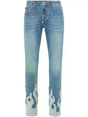 Philipp Plein Flame-appliqué Jeans