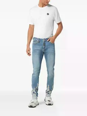 Philipp Plein Flame-appliqué Jeans