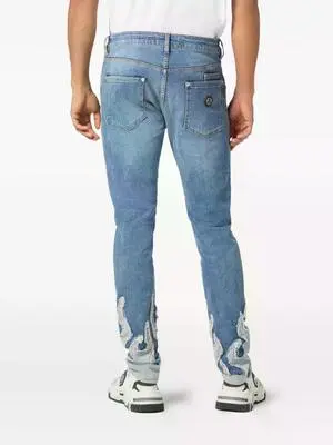 Philipp Plein Flame-appliqué Jeans