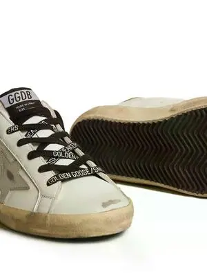 GOLDEN GOOSE Leather Super-star Sneakers With Glitter Heel Tab