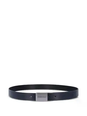 Emporio Armani Plate Leather Belt - Black