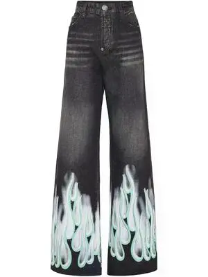 Philipp Plein Flame-print Jeans - Black