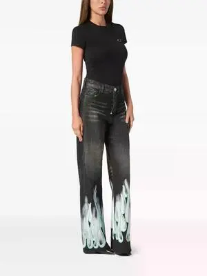 Philipp Plein Flame-print Jeans - Black
