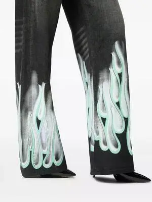 Philipp Plein Flame-print Jeans - Black