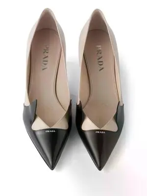 Prada 55mm Two-tone Brushed-leather Pumps - Pink
