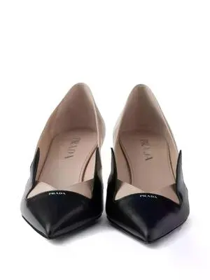 Prada 55mm Two-tone Brushed-leather Pumps - Pink