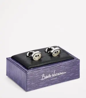 BABETTE WASSERMAN LONDON Rhodium-plated Smiley Face Cufflinks