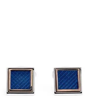 BABETTE WASSERMAN LONDON Rhodium-plated Square Cufflinks - Blue