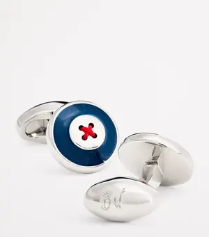 BABETTE WASSERMAN LONDON Enamel Thread-detail Round Cufflinks
