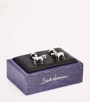 BABETTE WASSERMAN LONDON Rhodium-plated British Bulldog Cufflinks