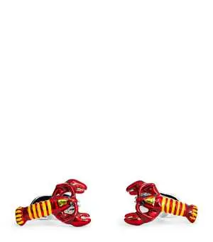 BABETTE WASSERMAN LONDON Rhodium-plated Enamel Lobster Cufflinks - Red