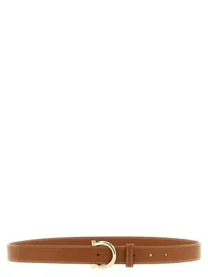 FERRAGAMO Gancini Leather Belt Brown