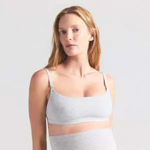 SKIMS Cotton Jersey Maternity Nursing Scoop Bralette - Light Heather Grey