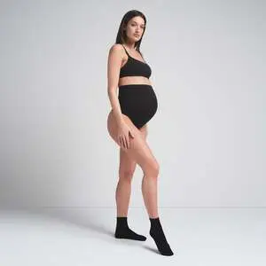 SKIMS Maternity Nursing Scoop Bralette | Black | | Cotton Jersey - Soot