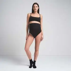 SKIMS Maternity Nursing Scoop Bralette | Black | | Cotton Jersey - Soot