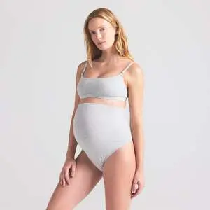 SKIMS Maternity High Waisted Thong | Grey | | Cotton Jersey - Light Heather Grey