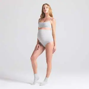 SKIMS Maternity High Waisted Brief | Black | | Cotton Jersey - Light Heather Grey