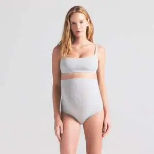 SKIMS Maternity High Waisted Brief | Black | | Cotton Jersey - Light Heather Grey