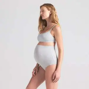 SKIMS Maternity High Waisted Brief | Black | | Cotton Jersey - Light Heather Grey