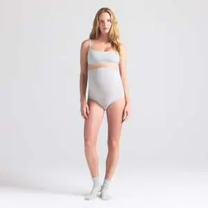 SKIMS Maternity High Waisted Brief | Black | | Cotton Jersey - Light Heather Grey