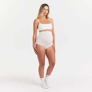 SKIMS Maternity High Waisted Brief | Black | | Cotton Jersey - Marble