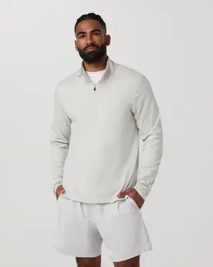 Vuori Ponto Half Zip Mock Neck Jacket - Salt Heather