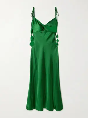 silk midi dress green Green Jacquard Corset Slip Maxi Dress & Reviews - Green - Dresses main image 0