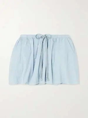 Patou Gathered Poplin Mini Skirt - Light Blue