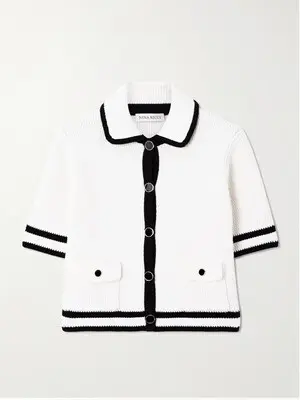 Nina Ricci Waffle-knit Cotton-blend Cardigan - Neutrals
