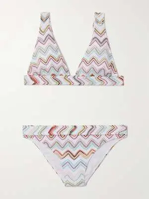 Missoni Striped Metallic Crochet-knit Bikini
