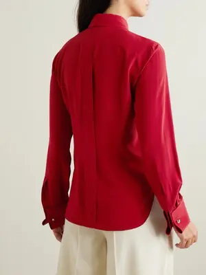 Max Mara Apollo Tie-neck Silk Shirt - Red