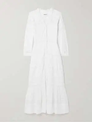 MARANT ETOILE Daniva Lace-trimmed Broderie Anglaise Maxi Dress - White