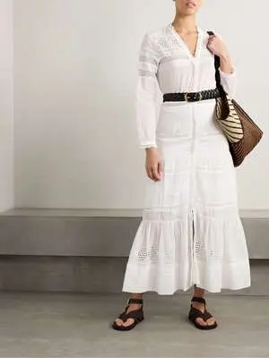MARANT ETOILE Daniva Lace-trimmed Broderie Anglaise Maxi Dress - White