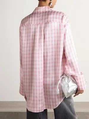 Loewe Oversized Embroidered Checked Silk Shirt