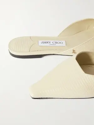 JIMMY CHOO Vivi Lizard-effect Leather Mules - Neutrals