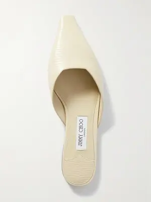 JIMMY CHOO Vivi Lizard-effect Leather Mules - Neutrals