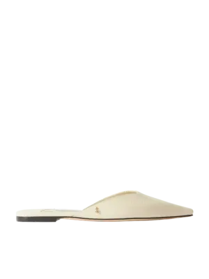 JIMMY CHOO Jimmy Choo Vivi Lizard-Effect Leather Mules Off-white