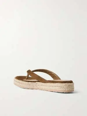 GIANVITO ROSSI Embellished Suede Espadrille Platform Flip Flops
