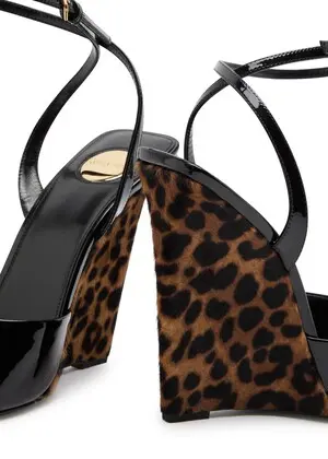 Saint Laurent Le Scandale 110 Patent Leather Wedge Sandals