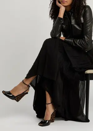 Saint Laurent Le Scandale 110 Patent Leather Wedge Sandals