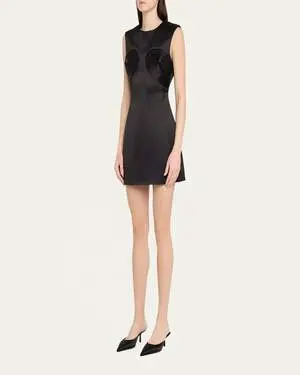 Marc Jacobs Seamed Up Satin Mini Dress - Black