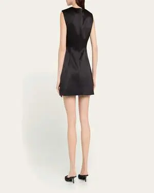 Marc Jacobs Seamed Up Satin Mini Dress - Black