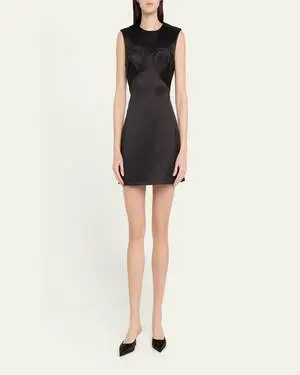Marc Jacobs Seamed Up Satin Mini Dress - Black