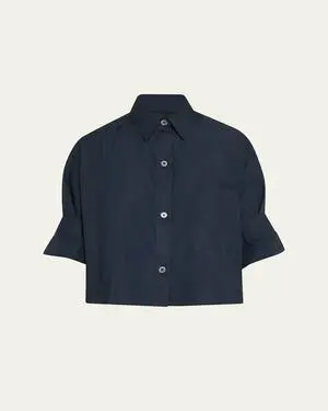TWP Next Ex Cropped Cotton Shirt - Midnight