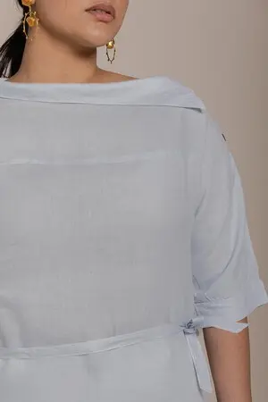 REISTOR Asymmetrical Button-down Top With Sash