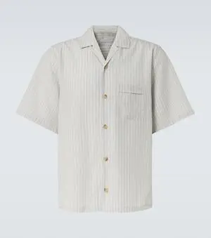 King & Tuckfield Striped Bowling Shirt - Beige